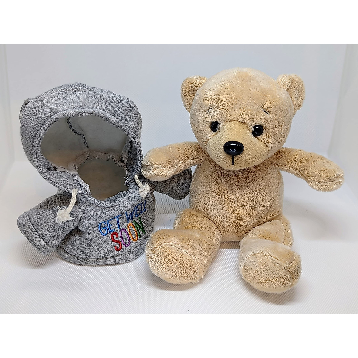 Tonsillectomy Gift Get Well Soon Teddy Bear with Goodbye Tonsils Children's Book Gift Set, Kids Tonsillectomy Recovery - Blue Gray Hoodie