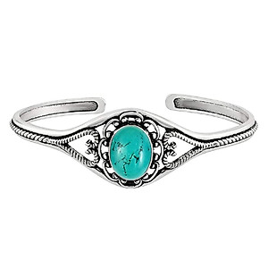 5.80 Cts Turquoise Cuff Bangle For Mother Green Stone December Birthstone Bangle Jewelry Mother's Day Gifts For Mom Wife