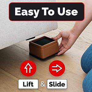 iPrimio Bed Risers - Square, 2 Inch Lift, Heavy Duty, 4 Pack, Up to 10000lbs - Bed Raising Blocks, Furniture Risers - Safe, Sturdy Bed Lifts for College Dorm Rooms, Couches, Tables, Desk Riser