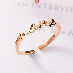 CHENVA Grandmother Gift Mimi Ring Nana Ring Dainty Ring Jewelry for Grandmother (Nana Ring rose gold)