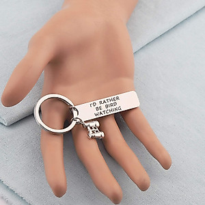 bobauna I'd Rather Be Bird Watching Keychain With Binoculars Charm Ornithology Gift For Ornithologist Bird Watcher (bird watching keychain)