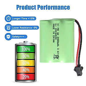 HJ 2 pcs 3.6V 2400mAh NI-MH 3xAA SM2P Battery with USB Charging Cable for Some Kind of RC Toy Car Boat Plane Flashlight Safe Equitment Electric Machine
