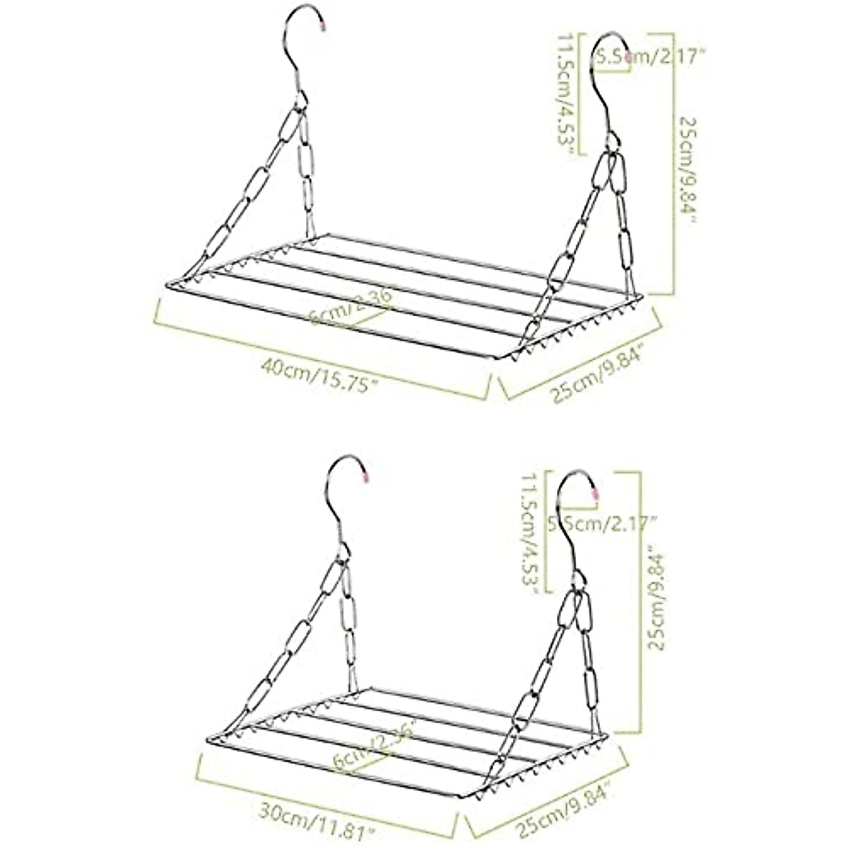 ZyHMW Clothes Airer Balcony Folding Shoe Drying Rack Clothes Airer Stainless Steel Laundry Underwear X6HC，Clothes Airer (Size : 40cm) (Size : 40cm)