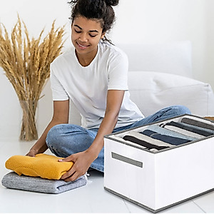 Hayousui PP Wardrobe Clothes Organizer and Storage: Drawer Closet Organizers for Folded Clothing Large Compartment Storage Box Clothe Shelf for Jeans T-shirts Underwear Pants Thick Sweat (9 Grids)