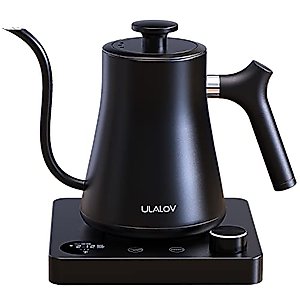 Ulalov Gooseneck Electric Kettle 1.0L with Temperature Control,Ultra Fast Boiling Hot Water Kettle for Pour-Over Coffee/Tea,100% Stainless Steel, 5 Variable Presets, 12H Keep Warm,Leak-Proof, 1200W