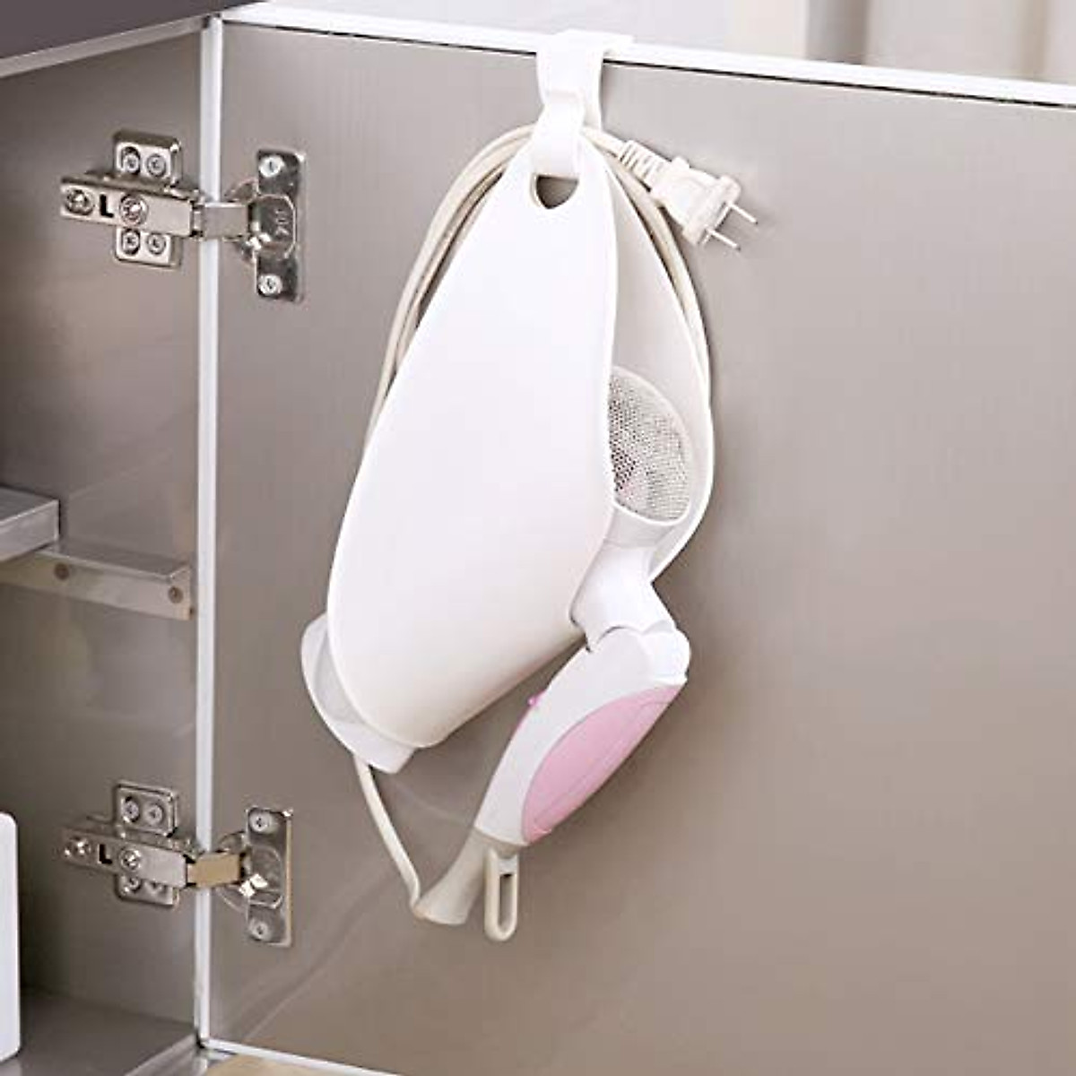 Hair Dryer Holder,Wall Hanging Hair Dryer Storage Bracket,Hook Design,No Drilling Removable Hair Dryer Stand Holder,2 Hanging Ways,Dryer Holder Rack Organizer,Fit Most Hair Dryer,for Bathroom