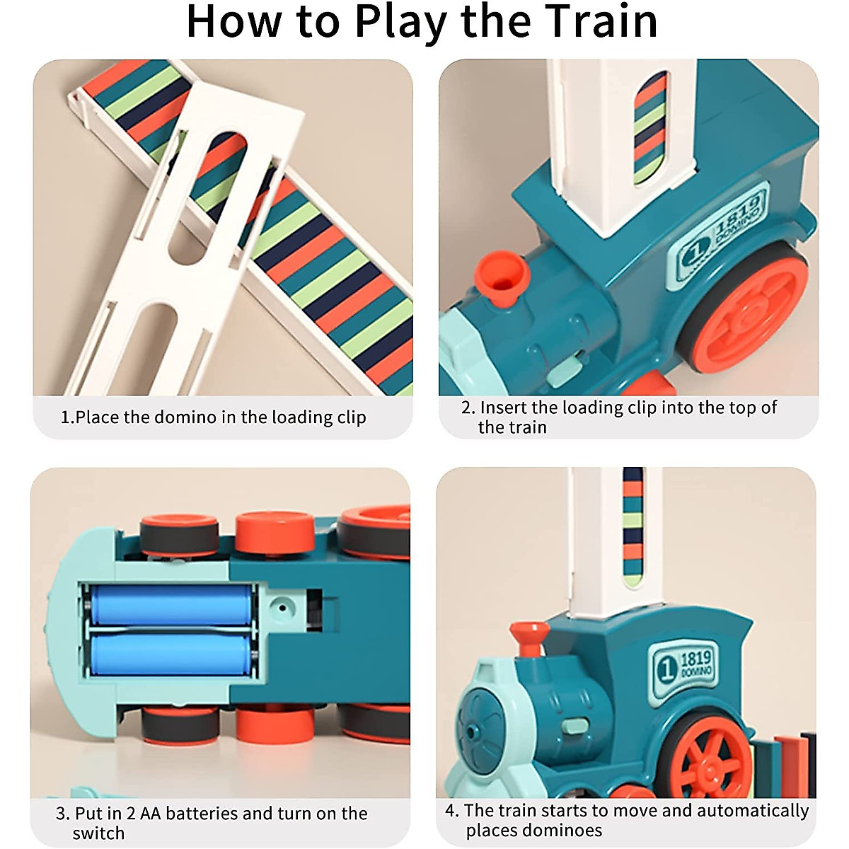 B-Qtech Domino Train Toy Set for Kids - 80pcs, Domino Blocks Set Building and Stacking Toy Creative Kids Games Gift Dominoes for Boys Girls Ages 3-8