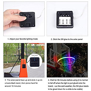 Gute LED Basketball Hoop Lights,Remote Control Basketball Rim Led Light,8 Models Solar Light,Glow-in-Dark,Waterproof,Super Bright String,Ideal for Kids,Adults Playing at Night Outdoors Indoors