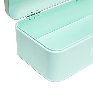 Juvale Stainless Steel Bread Box for Kitchen Countertop, Large Bread Box Bagel Bin for 2 Loaves, English Muffins (Mint Green, 17 x 9 x 6.5 In)