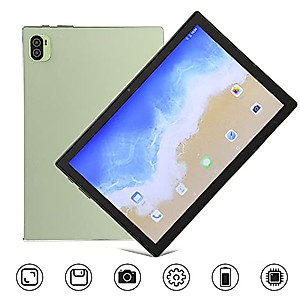 HD Tablet, 10in 1920x1200IPS Display Tablet PC Double Anti Light 2.4G 5G WiFi 6GB 128GB Front 800W Rear 2000W Octa Core 4G Calling Tablet for 12 100 to 240V Green (UK Plug)