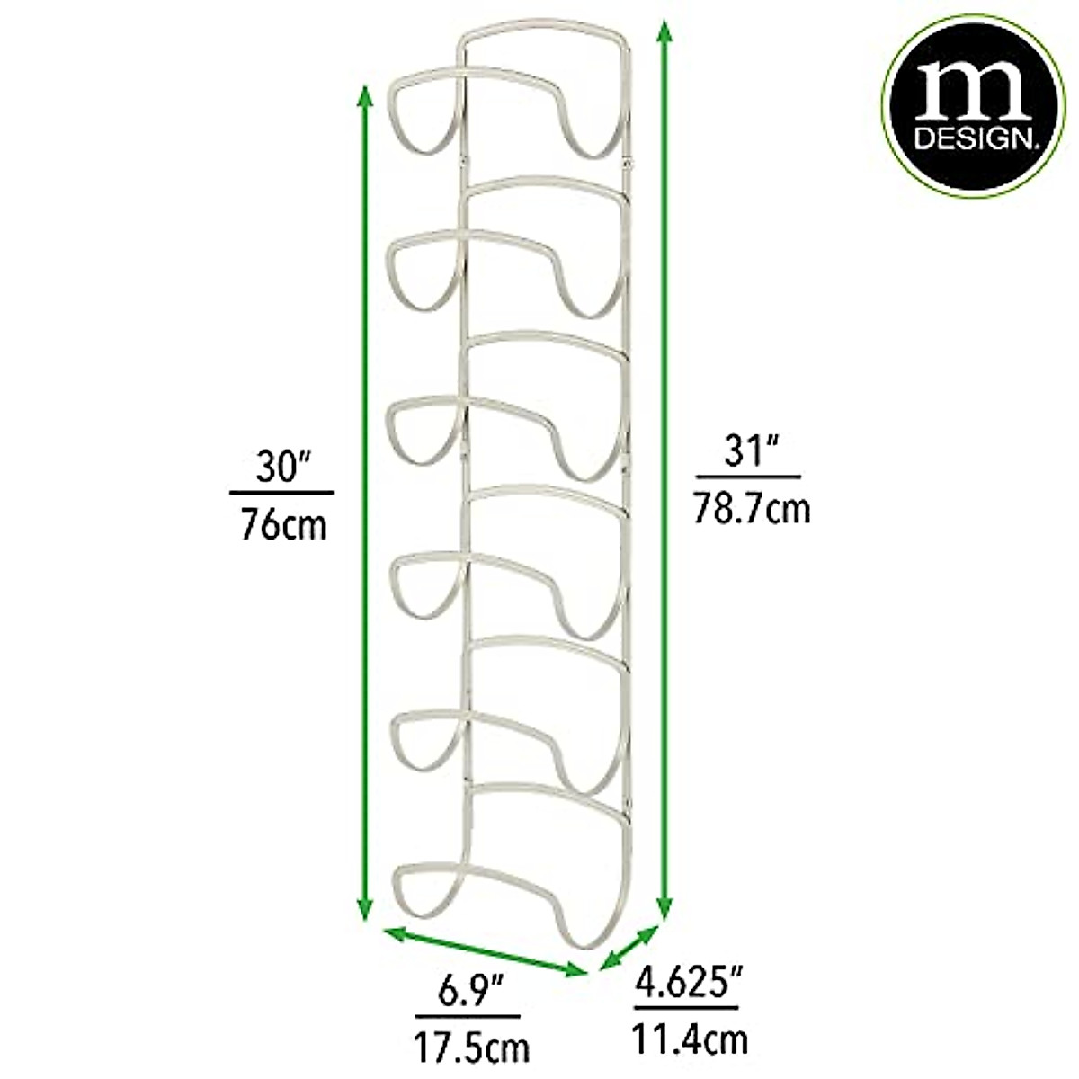 mDesign Steel Towel Holder for Bathroom Wall - Wall Mounted Organizer for Rolled Towels and Bath Robes - Six Level Wall Mount Towel Storage Rack - Bathroom Towel Organizer - Hyde Collection - Satin