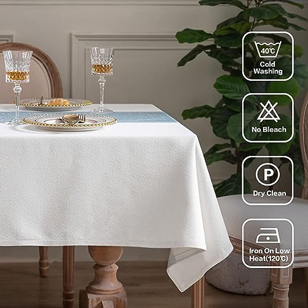 IVAPUPU Rectangle Tablecloth 60x104 inch Table Cloth Linen Wrinkle Free Tablecloths Kitchen Dining Table Cover Tables Farmhouse Holiday Camping