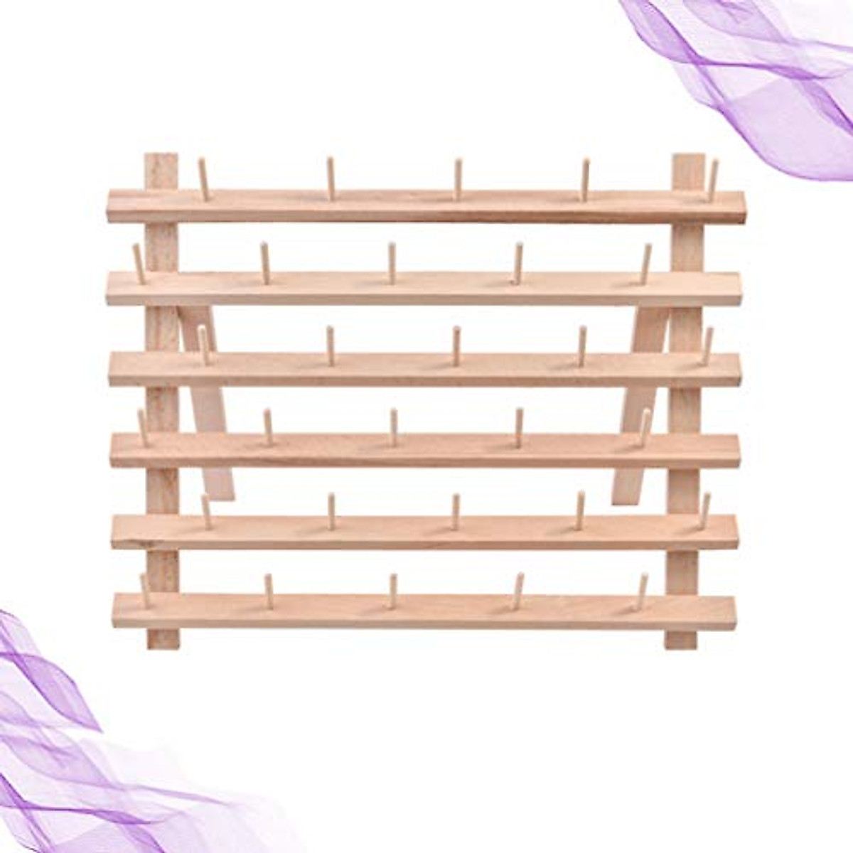 Exceart Thread Storage Rack 30 Spool Cone Foldable Wood Thread Rack Stand Embroidery Machine Holds DIY Bobbin Thread Organizer for Embroidery Craft Sewing Thread Stand Holder