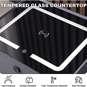 BKEKM Nightstands Bedside Table Led Lights End Table Wireless Charging Nightstand Wood USB Fingerprint Bluetooth Speaker Bedside Cabinet Well Made