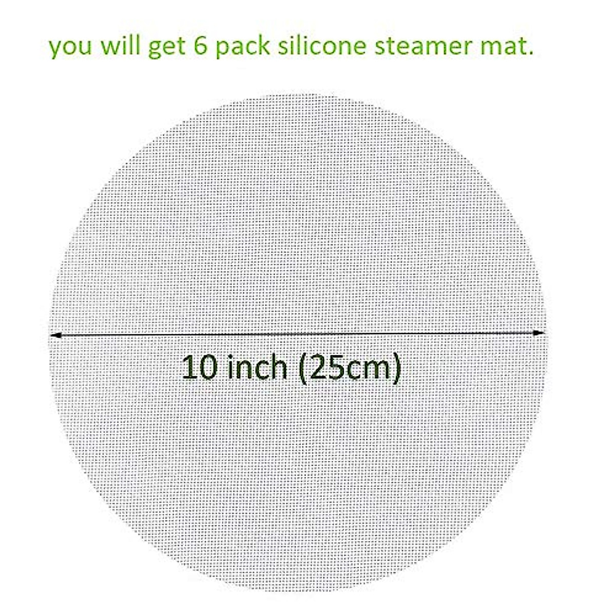 Reusable Non-stick Silicone Steamer Mesh 10 inch Bamboo Silicone Steamer Mat Double Side Use| Easy to Clean Dim Sum Mesh| Round, 6 Pack, White, 10''