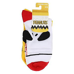 Peanuts 3D Charlie Brown and Snoopy Women's Quarter Crew Ankle Socks