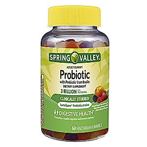 Spring Valley Adult Gummy Probiotic 3 Billion & Prebiotic, Fruit, 60 Gummies