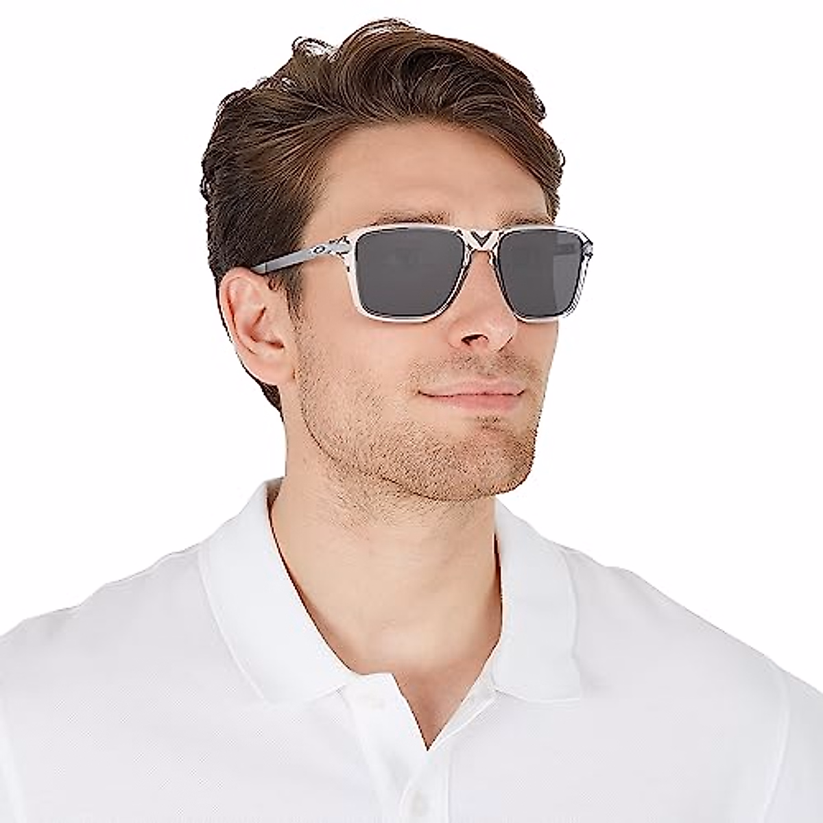 Oakley Men's OO9469 Wheel House Square Sunglasses, Polished Clear/Prizm Black Polarized, 54 mm