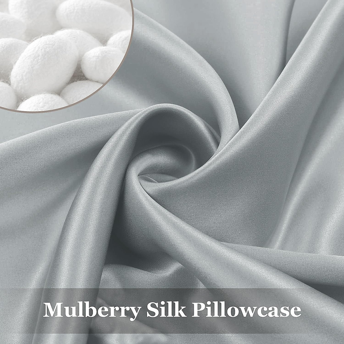 Adubor Silk Pillowcase - Mulberry Silk Pillow Case, 23 Momme 6A Grade Fibers, 900 Thread Count, Silk Pillow Cases for Hair and Skin Health, with Hidden Zipper (Standard 20''×26'', Dark Gray, 1PC)