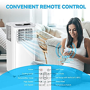 Portable Air Conditioners, 8500 BTU Portable AC Uint with Dehumidifier & Fan Mode for Room up to 350 Sq.Ft, 3-in-1 Room Air Conditioner with Remote, 24Hrs Timer, Installation Kit for Home Office