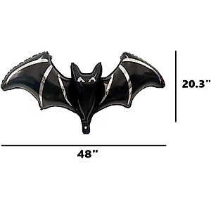 6Pcs Halloween Black Bat Balloons - 48” Giant Bat Halloween Foil Balloon for Black Halloween Day of Death Spooky Birthday Baby Shower Party Decoration Supplier