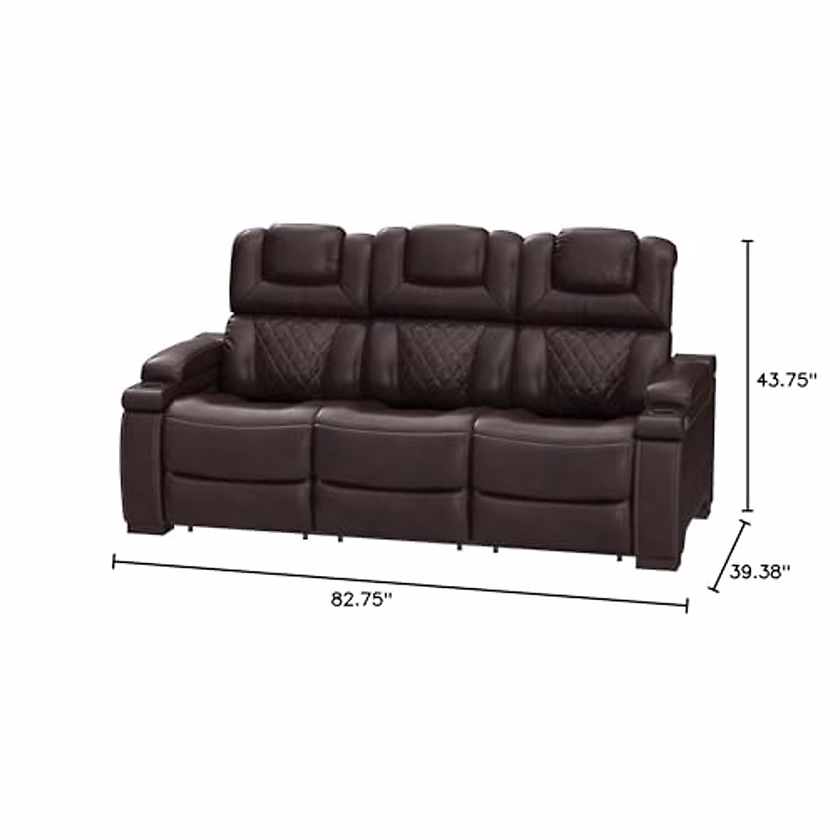 Signature Design by Ashley Warnerton Faux Leather Power Reclining Sofa with Adjustable Headrest, Brown