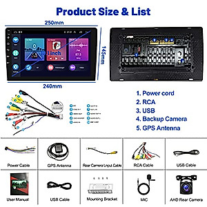 Double Din Android 11 Car Stereo Wireless Apple Carplay Android Auto【2G+32G】 Hikity 10.1 Inch Touch Screen Car Audio Receiver Bluetooth FM Radio GPS Navigation WiFi HiFi IPS Display + Backup Camera