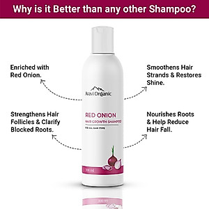 Aspiiro Natural Organic Red Onion Shampoo For Hair Fall Rescue & Hair Growth 6.7 Ounce | SLS & Paraben Free - 6.7 FL Oz / 200ml