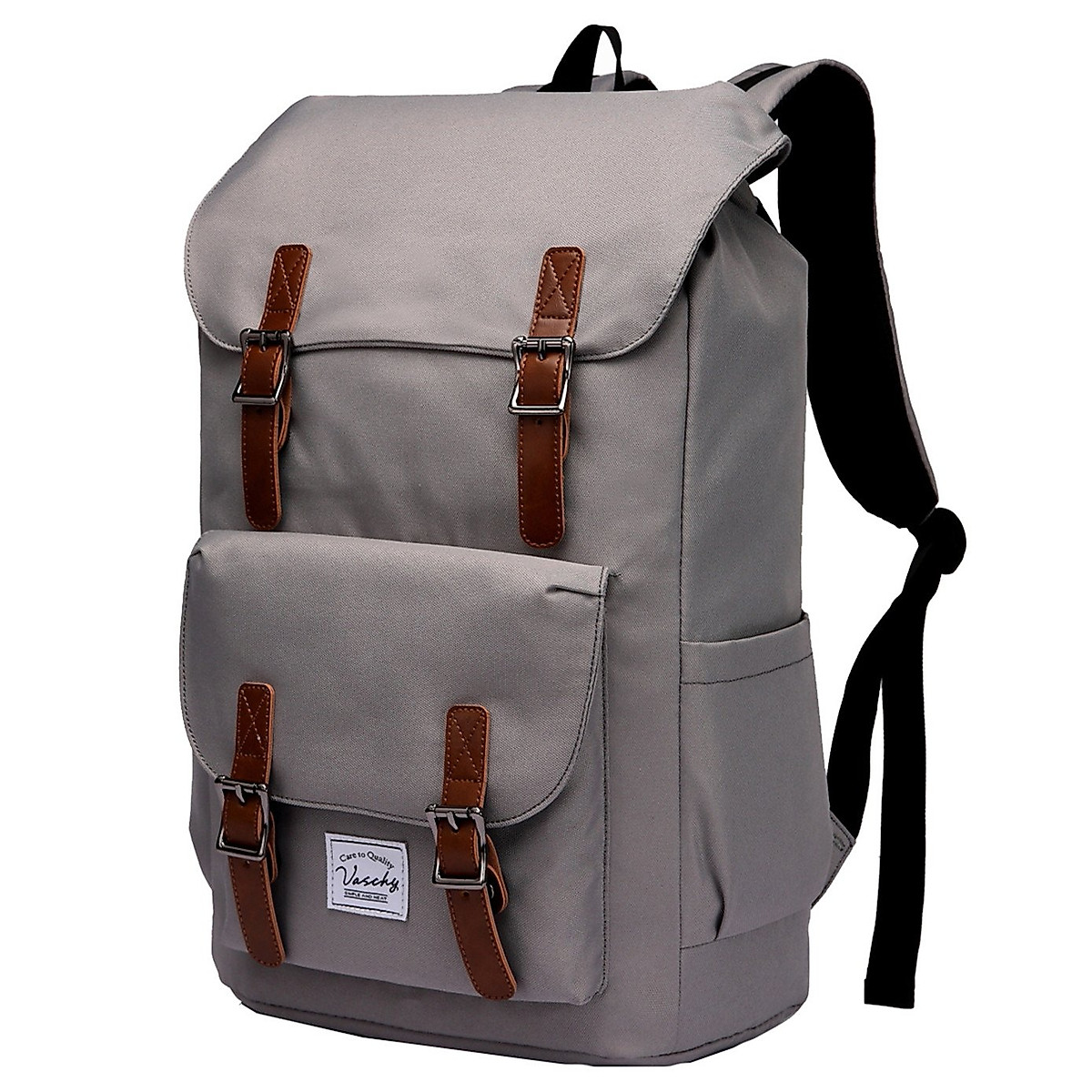 VASCHY Laptop Backpack for Men, Water Resistant Bookbag College Rucksack Daypack for 15.6in Laptop Gray