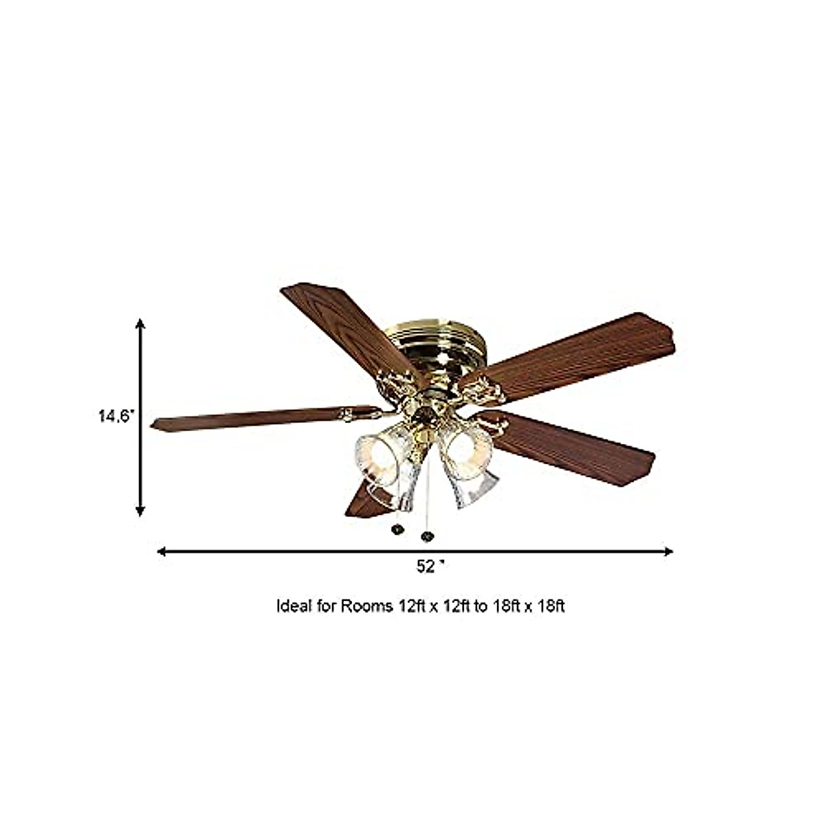 Hampton Bay Carriage House 52 in. LED Indoor Polished Brass Ceiling Fan with Light Kit