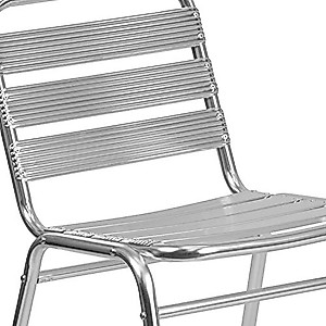 Flash Furniture 4 Pack Commercial Aluminum Indoor-Outdoor Restaurant Stack Chair with Triple Slat Back