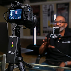 IK Multimedia iRig Pre 2 mic preamp adapter interface for iPhone, iPad, Android, iOS & DSLR cameras, with +48V phantom power, XLR connector & headphone output