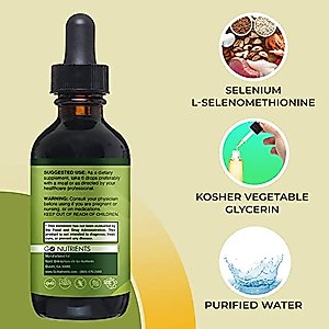 Go Nutrients Selenium 200 mcg Supplement, Yeast-Free Liquid Drops, Selenium Drops, Herbal Supplements with Trace Mineral Selenium and Purified Water, Selenium Liquid - 1.0 oz Bottle