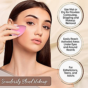 KBEY Cosmetics Makeup Sponges for Face - Beauty Sponge Set for Foundation and Contouring - Latex Free 7 Pc Facial Blending Sponges Apply BB Cream, Eyeshadow and Concealer without Streaking (Pink)