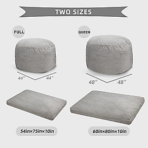 Homguava Chenille Bean Bag Chair, Variable Shape from Bean Bag to Matress, Convertible Beanbag Chair for Home, Living Room(Full, Grey)