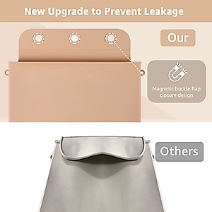 JANSAMN Makeup Travel Bag Cosmetic Bag, Toiletry Bags for Traveling, Silicone Waterproof Brushes Bags for Women, Portable Clear Makeup Bags for Girls（Khaki）