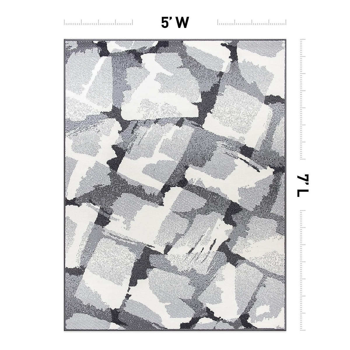 Rugshop Contemporary Abstract Design Soft Area Rug 5' x 7' Gray