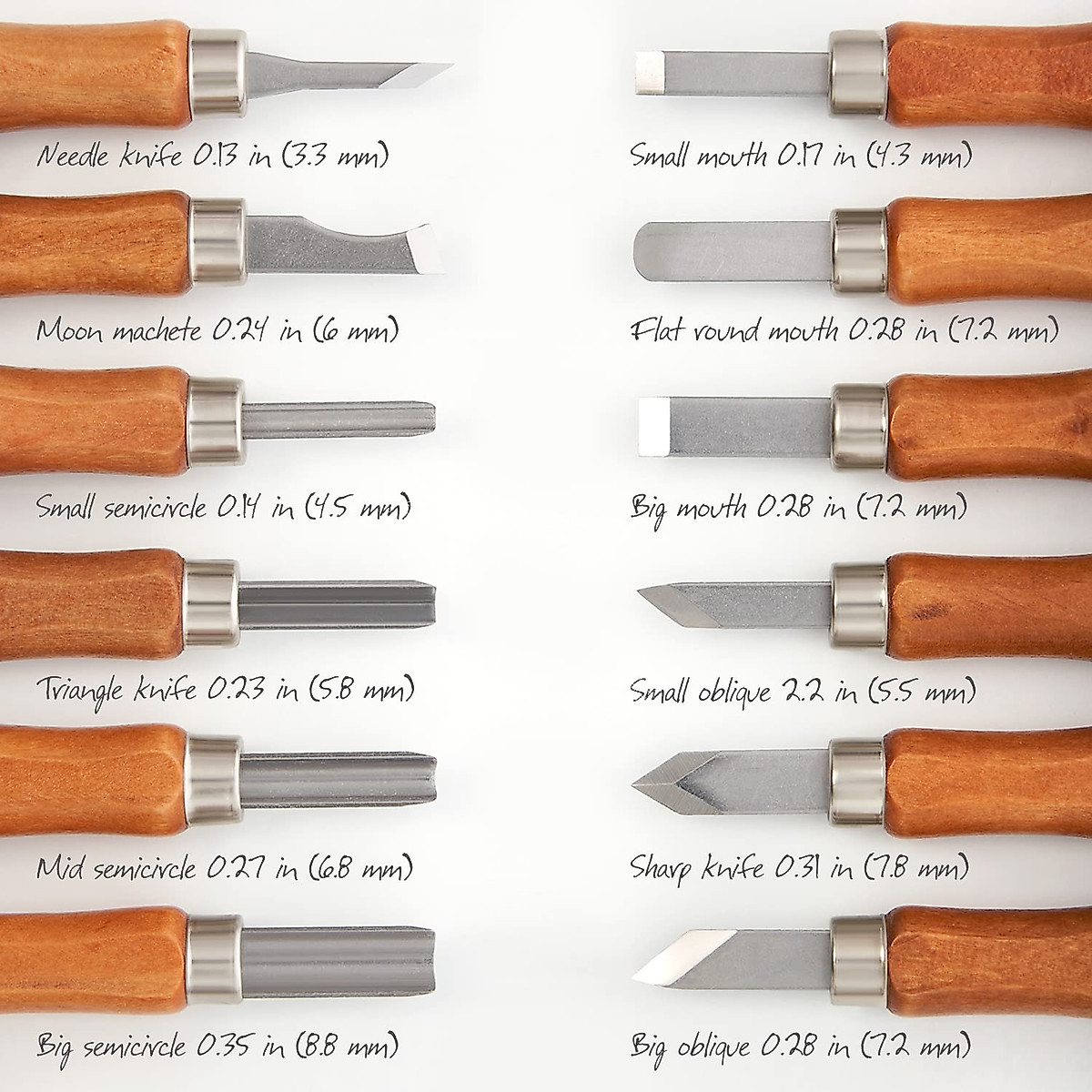 Arteza Wood Carving Tools Kit, 12 Cherry Wood Carving Tools with Steel Nozzles, Craft Supplies for DIY Projects