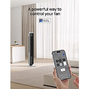 Dreo 42'' Pilot Pro Tower Fan with Remote, 25 DB Quiet DC Portable Bladeless Fan, 90° Oscillating,12H Timer, 9 Speeds,4 Modes, LED Display, Floor Fans for Bedroom Home Office, Black (DR-HTF005)