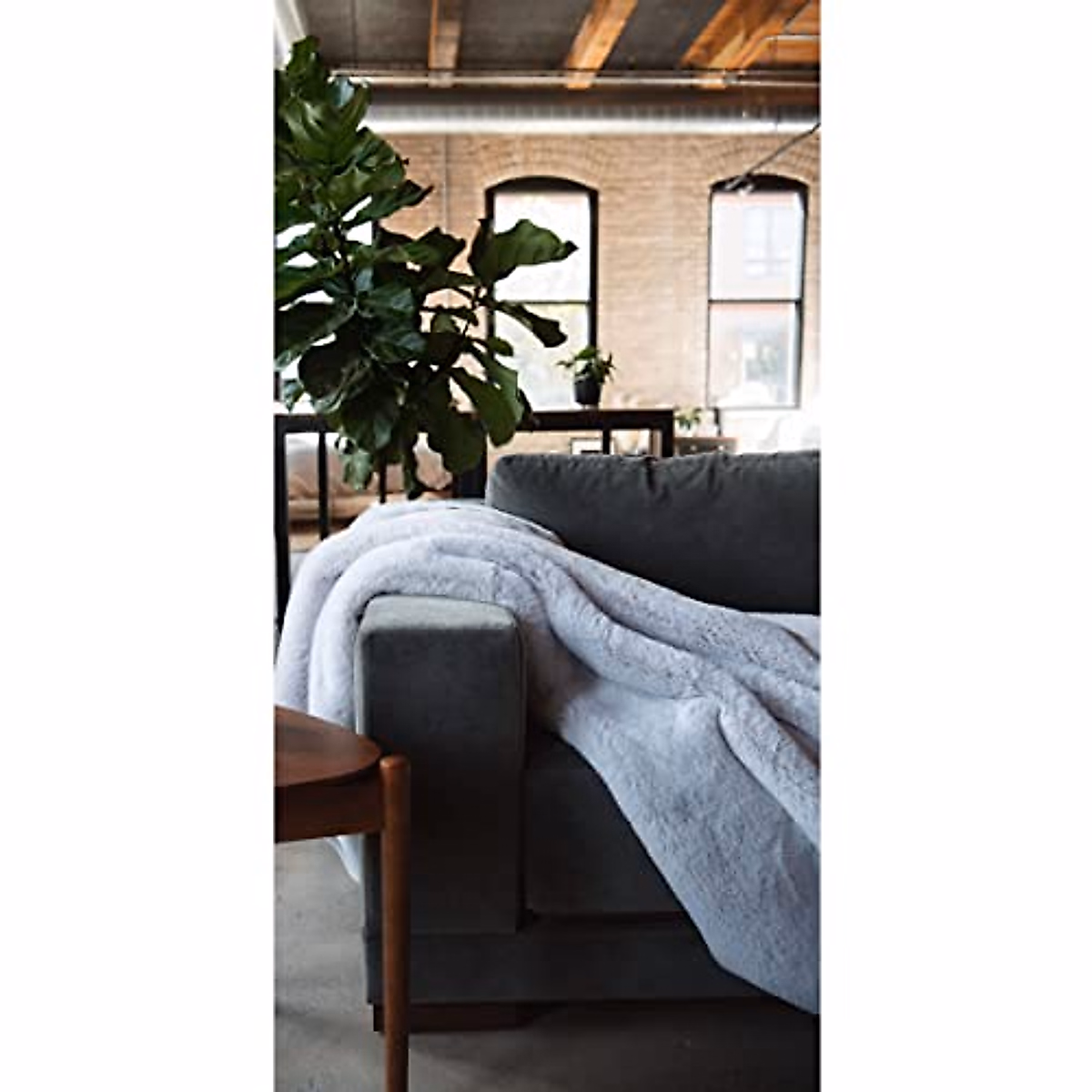 Bokser Home 50 X 70 Plush Faux Fur Throw Stone One Size