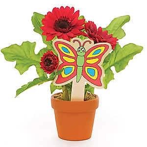 Baker Ross AR233 Bug Wooden Stakes - Pack of 10, Handy Lawn Decorations for Kids to Decorate and Gift