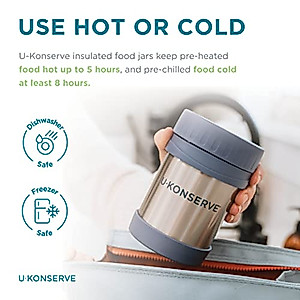 U Konserve Stainless Steel Insulated Food Jar 12oz - Leak-Proof Ocean Blue Lid - BPA Free - Thermal and Double-Walled to Keep Food Hot and Cold