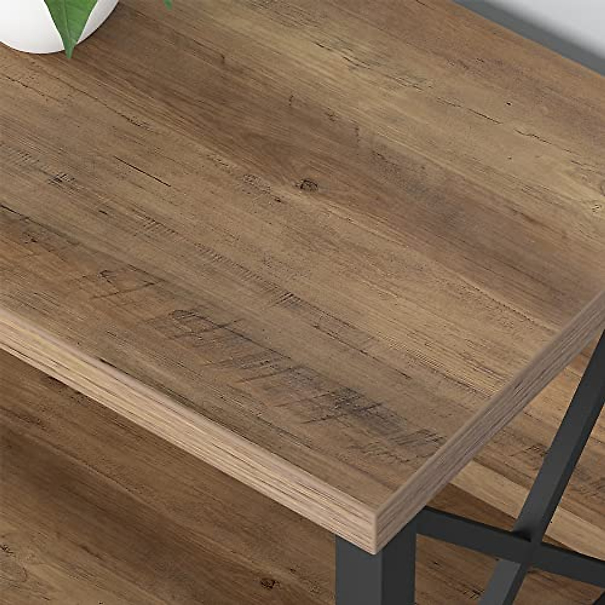 LVB Wine Bar Cabinet, Industrial Sideboard Buffet/Coffee Bar Cabinet for Liquor and Glasses, Farmhouse Metal Wood Rack Cabinet for Home Living Dining Room Kitchen, Rustic Oak, 47 Inch