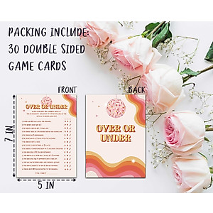 Disco Wedding Shower Games, Over Or Under Bridal Shower Games Cards, Retro Bachelorette Party Game Ideas, Engagement Party Supplies & Activity, Set of 30 Cards -B02