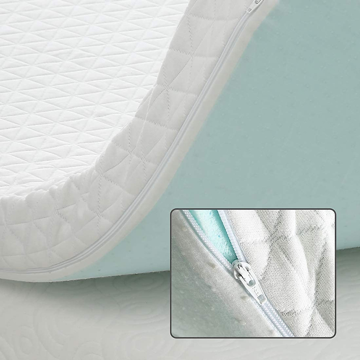 ABAKAN 3 Inch Memory Foam Mattress Topper King Size - Cooling Gel Bed Topper for College - Firm Mattress Topper for Back Pain (with Removable Soft Bamboo Fiber Cover)