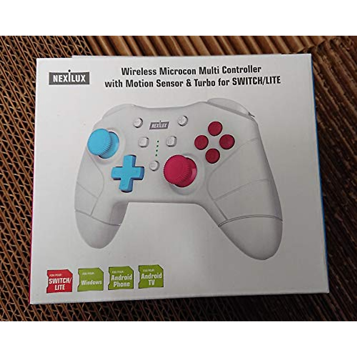 NEXiLUX Wireless Pro Mini Controller Compatible with Nintendo Switch (Motion Sensor & Turbo Enhanced), PC, Android Phone and Android TV - Light Gray (NXL-95227)
