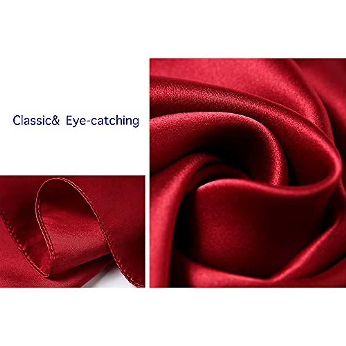 ANDANTINO 100% Pure Mulberry Silk Square Scarf for Hair-27''x27''- Women Men Natural Silk Neckerchief Digital Printed Headscarf (Red-Solid Color)