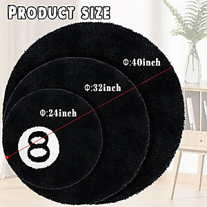 8 Ball Rug, 40 inch Big Round Rug for Home Decor, Washable 8 Ball Carpet, Stussy Cool Eight Ball Carpet for Bedroom Living Room, Black Circle Rug