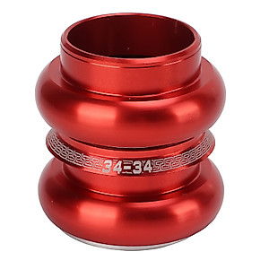 HERCHR Bike Headset, 34mm Bike Aluminum Alloy External Double Bearings Front Fork Stem Headset for Mountain Road Bike(Red)