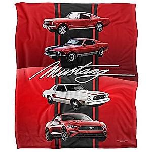 Ford Blanket, 50"x60" Mustang Line Up Silky Touch Sherpa Back Super Soft Throw Blanket